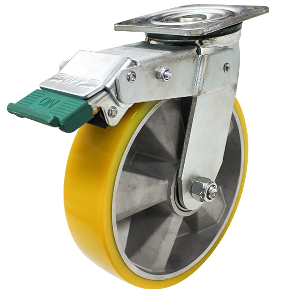 200mm Crowned Poly Aluminium Castor with Directional Lock 600kg Capaci ...